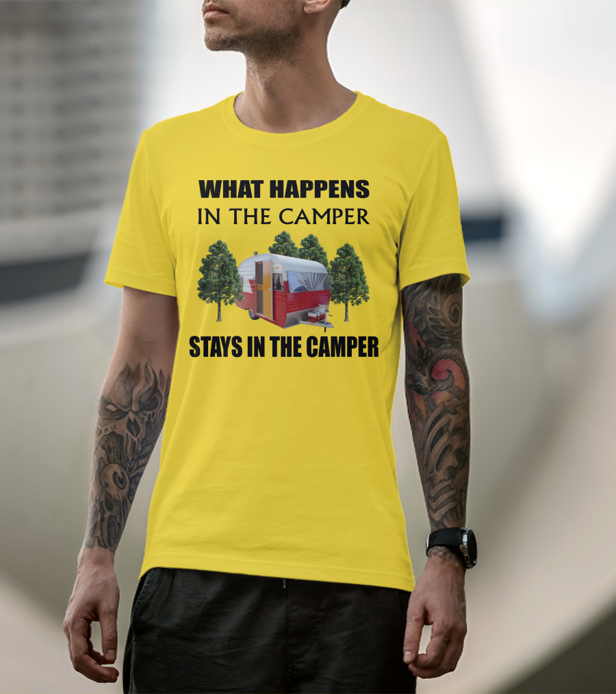 What Happens In The Camper Stays In The Camper 1957 Shasta Travel Trailer T-Shirt