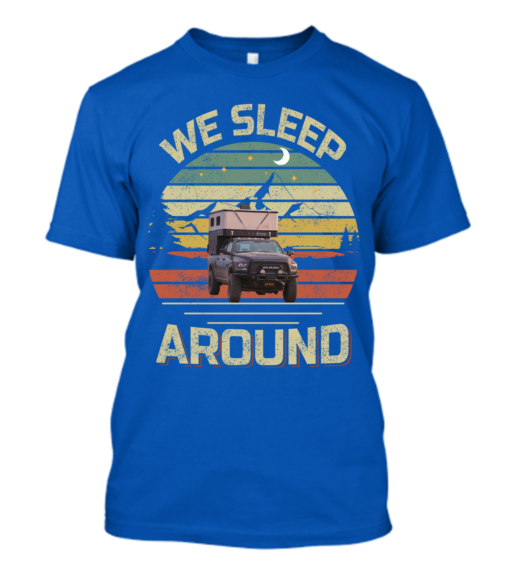We Sleep Around Four Wheel Camper Adventure Truck Retro Sunset Camping T-Shirt