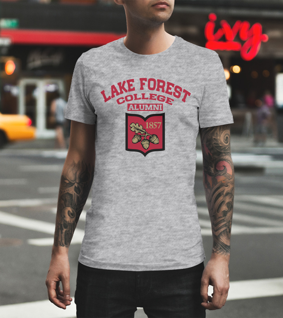 Lake Forest College Alumni 1857 Logo Acorn Shield T-Shirt