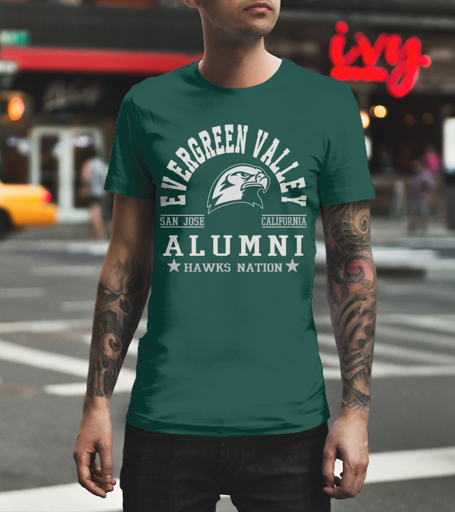 Evergreen Valley San Jose California Alumni Hawks Nation T-Shirt