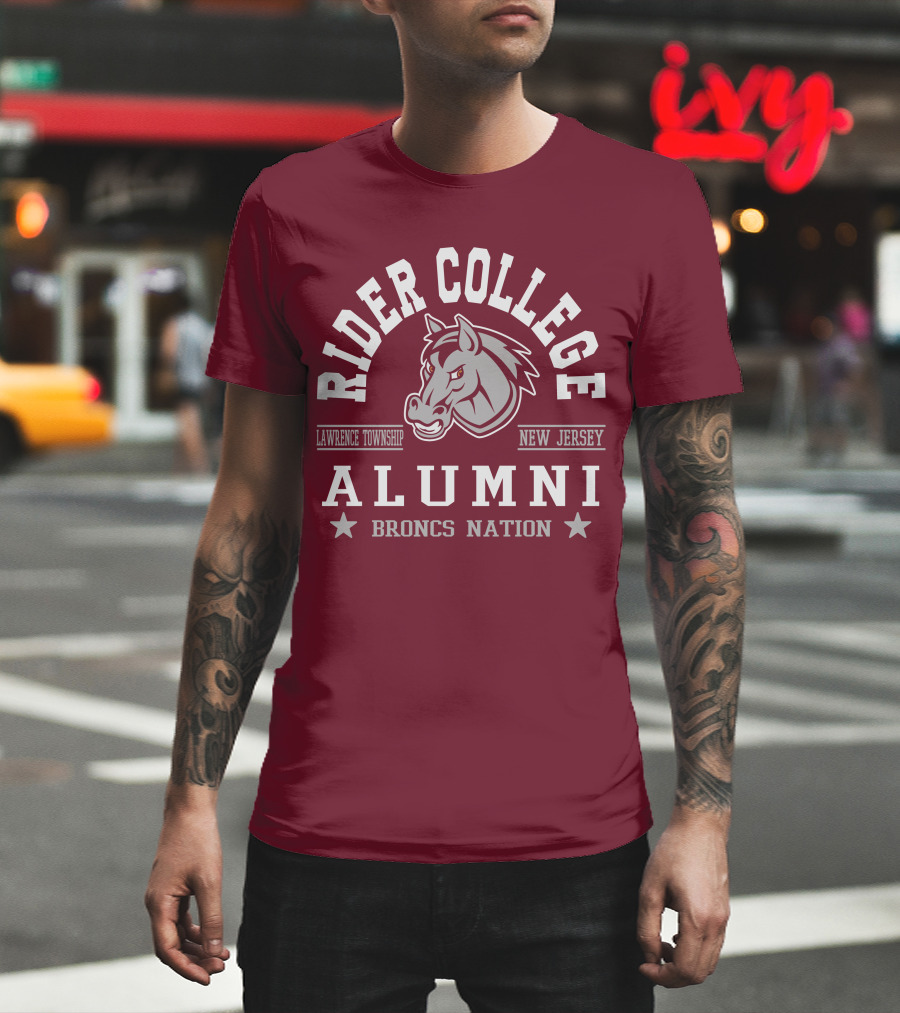 Rider College Alumni Broncs Nation Lawrence Township New Jersey T-Shirt