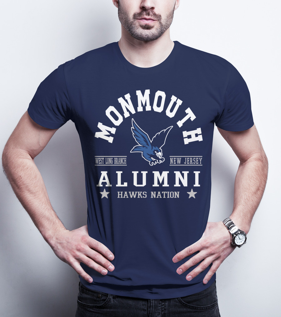 Monmouth College Alumni Hawks Nation West Long Branch New Jersey T-Shirt