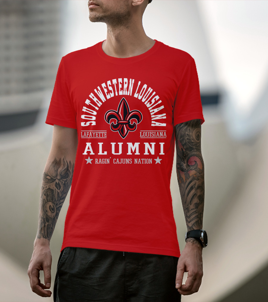 Southwestern Louisiana Alumni Ragin' Cajuns Nation Fleur-de-Lis Lafayette T-Shirt