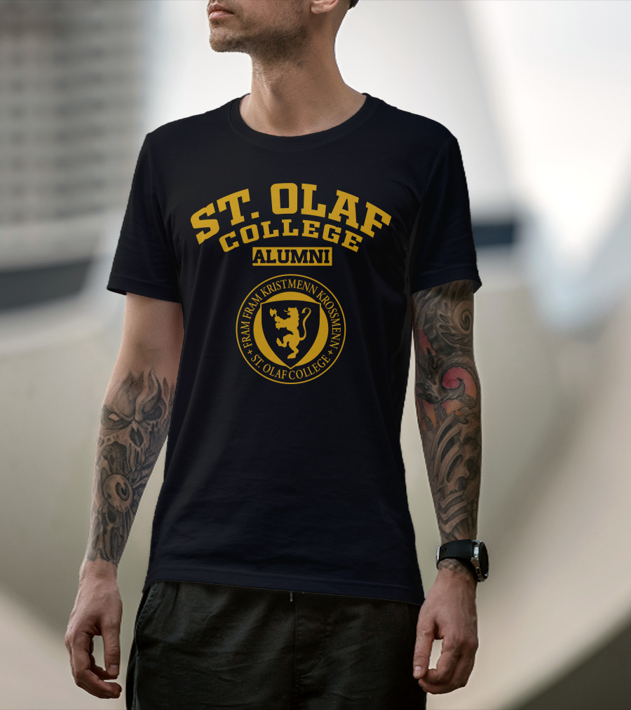 St. Olaf College Alumni Fram Fram Kristmenn Krossmenn Lion Seal T-Shirt