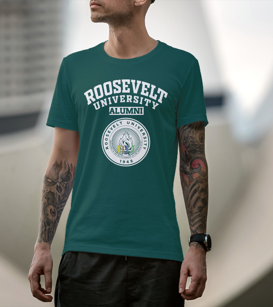 Roosevelt University Alumni 1945 Seal Flame Emblem T-Shirt