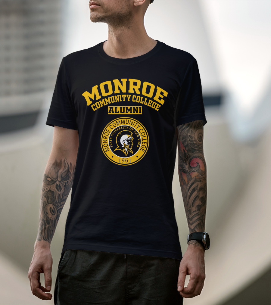 Monroe Community College Alumni State University Of New York 1961 MCC Spartan Emblem T-Shirt