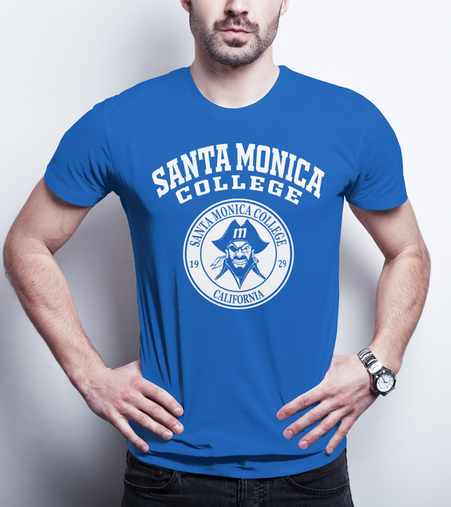 Santa Monica College California 1929 Pirate Logo Blue Background T-Shirt