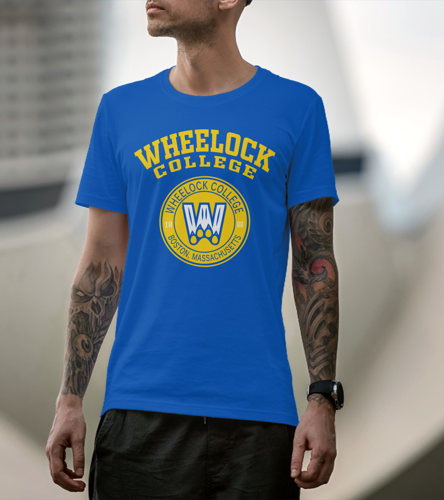 Wheelock College Boston Massachusetts 1888 Logo Blue Yellow T-Shirt