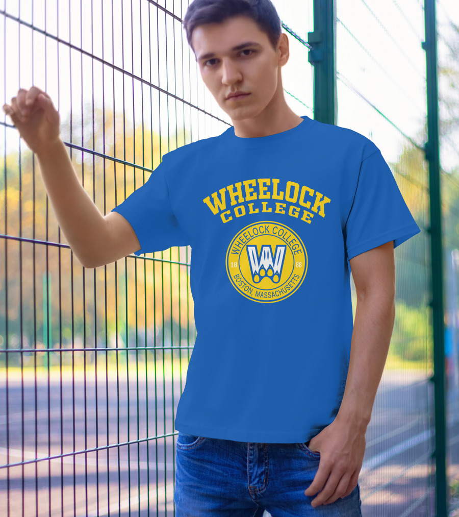 Wheelock College Boston Massachusetts 1888 Logo Blue Yellow T-Shirt