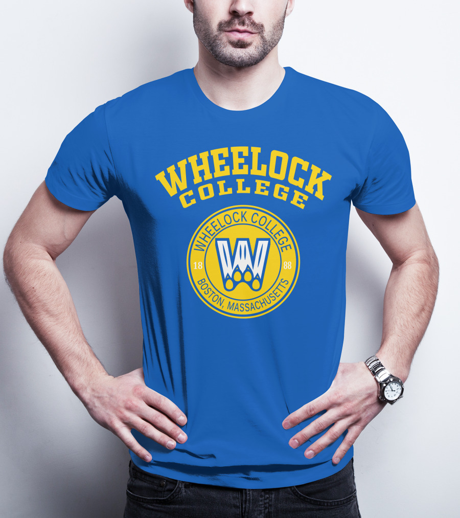 Wheelock College Boston Massachusetts 1888 Logo Blue Yellow T-Shirt