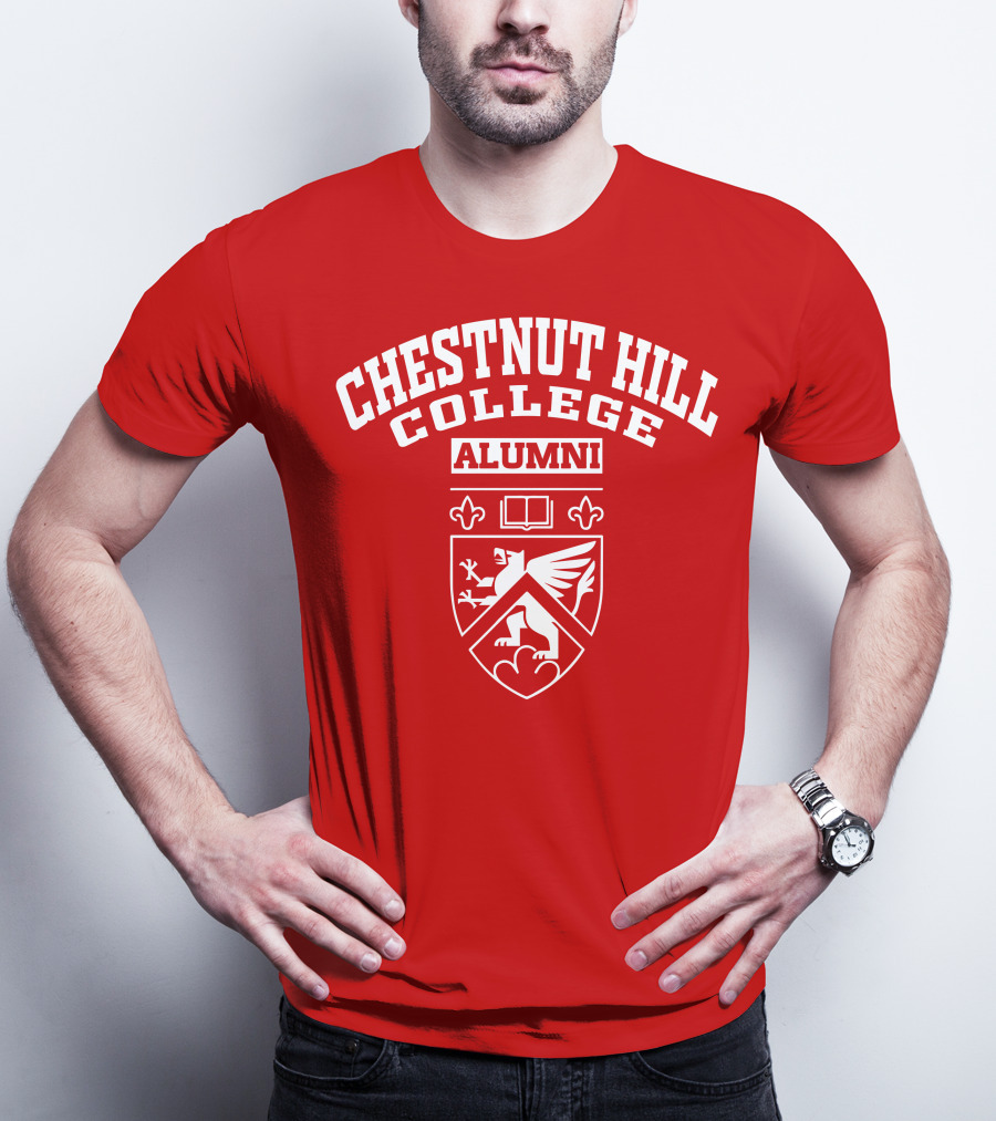 CHC Alumni Chestnut Hill College Crest Griffin Book Fleur-de-lis T-Shirt