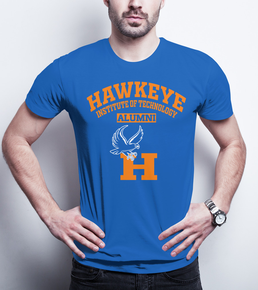 Hawkeye Institute Of Technology Alumni H Blue Orange Eagle T-Shirt