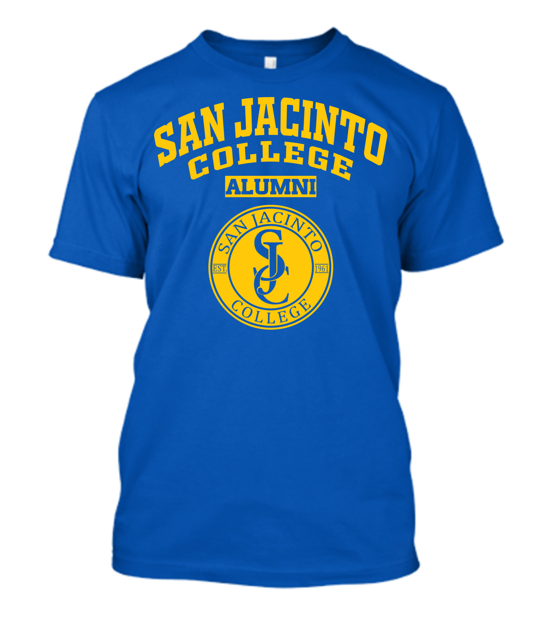 San Jacinto College Alumni SC Logo Established 1961 Blue And Yellow T-Shirt