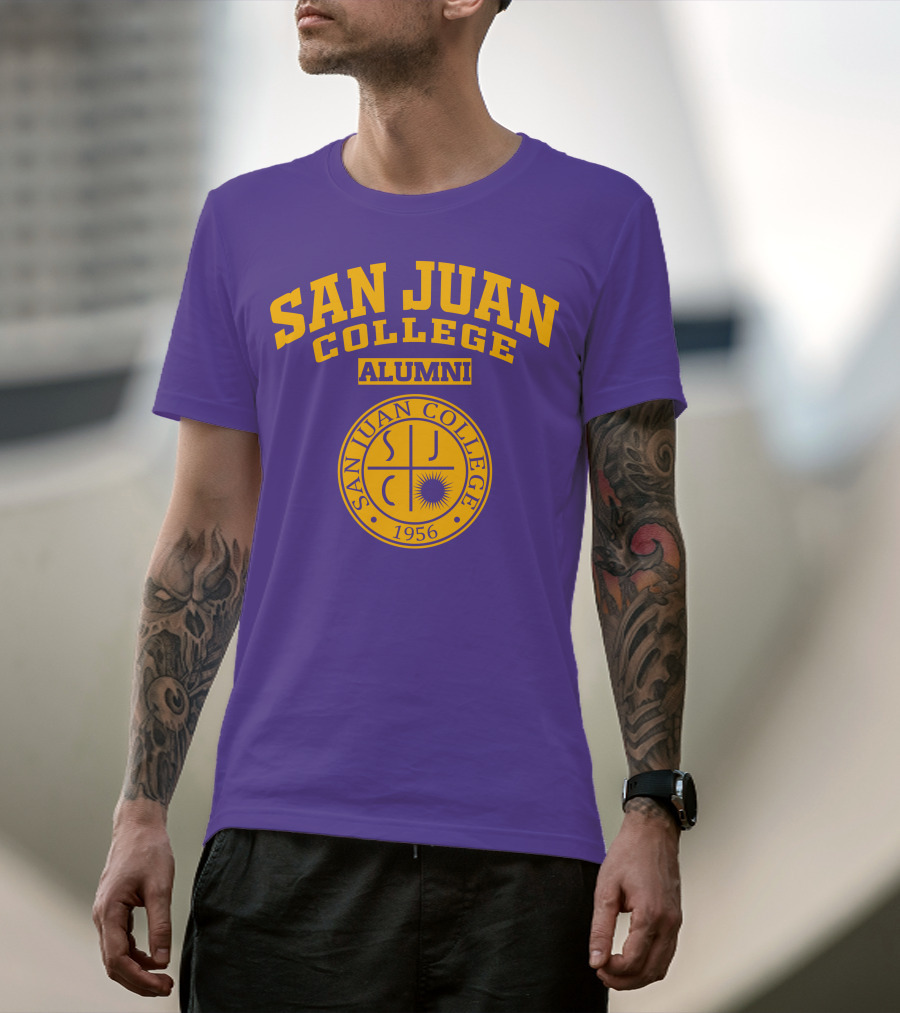 San Juan College Alumni 1956 SJC Emblem Purple Gold T-Shirt