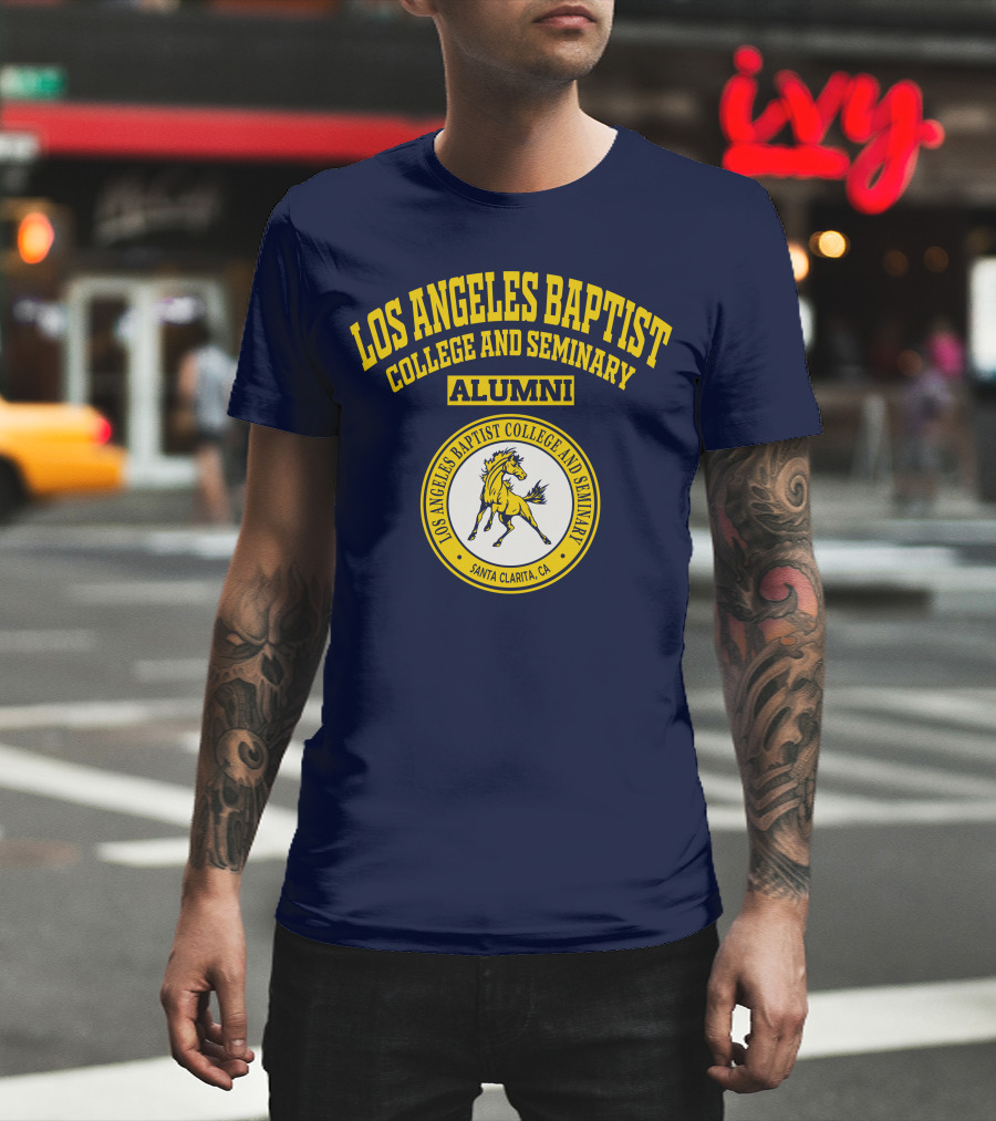 Los Angeles Baptist College And Seminary Alumni Santa Clarita CA Logo Horse Emblem T-Shirt