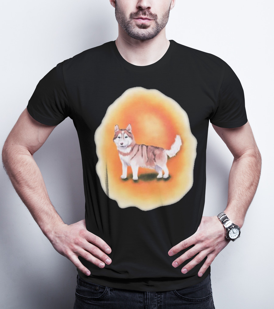 Upblissed ADHD Husky Roam As A Pack Vibrant Sunset Aura T-Shirt
