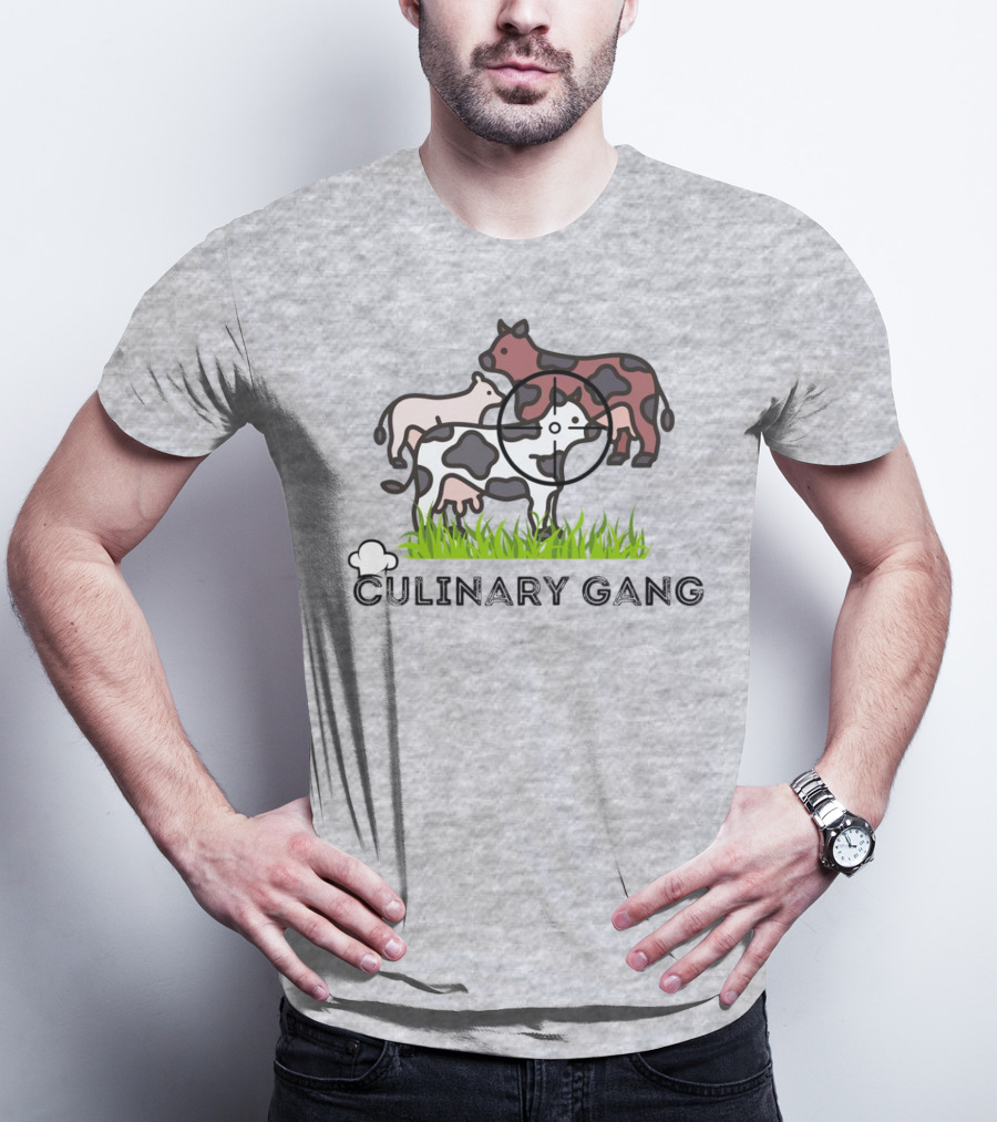 Culinary Gang Cow Trio Targeting Humor T-Shirt