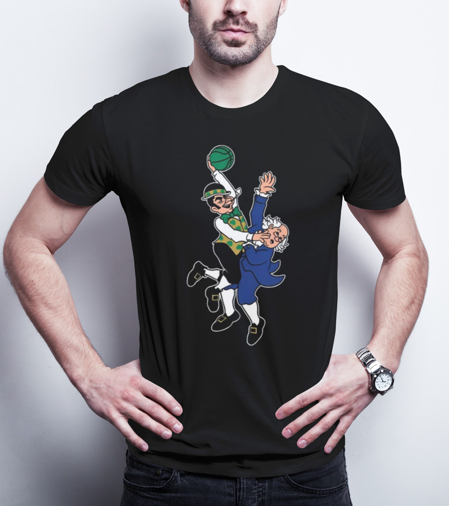 Bos Dunk Celtic Green Basketball Character With Historical Figure T-Shirt