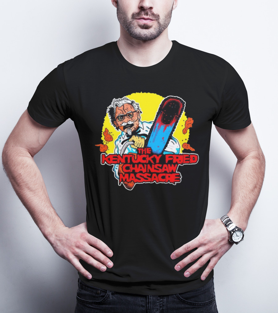 Colonel Sanders Chainsaw Parody Horror Crossover T-Shirt