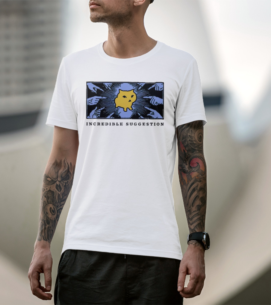 Incredible Suggestion Yellow Cat Surrounded By Pointing Fingers T-Shirt