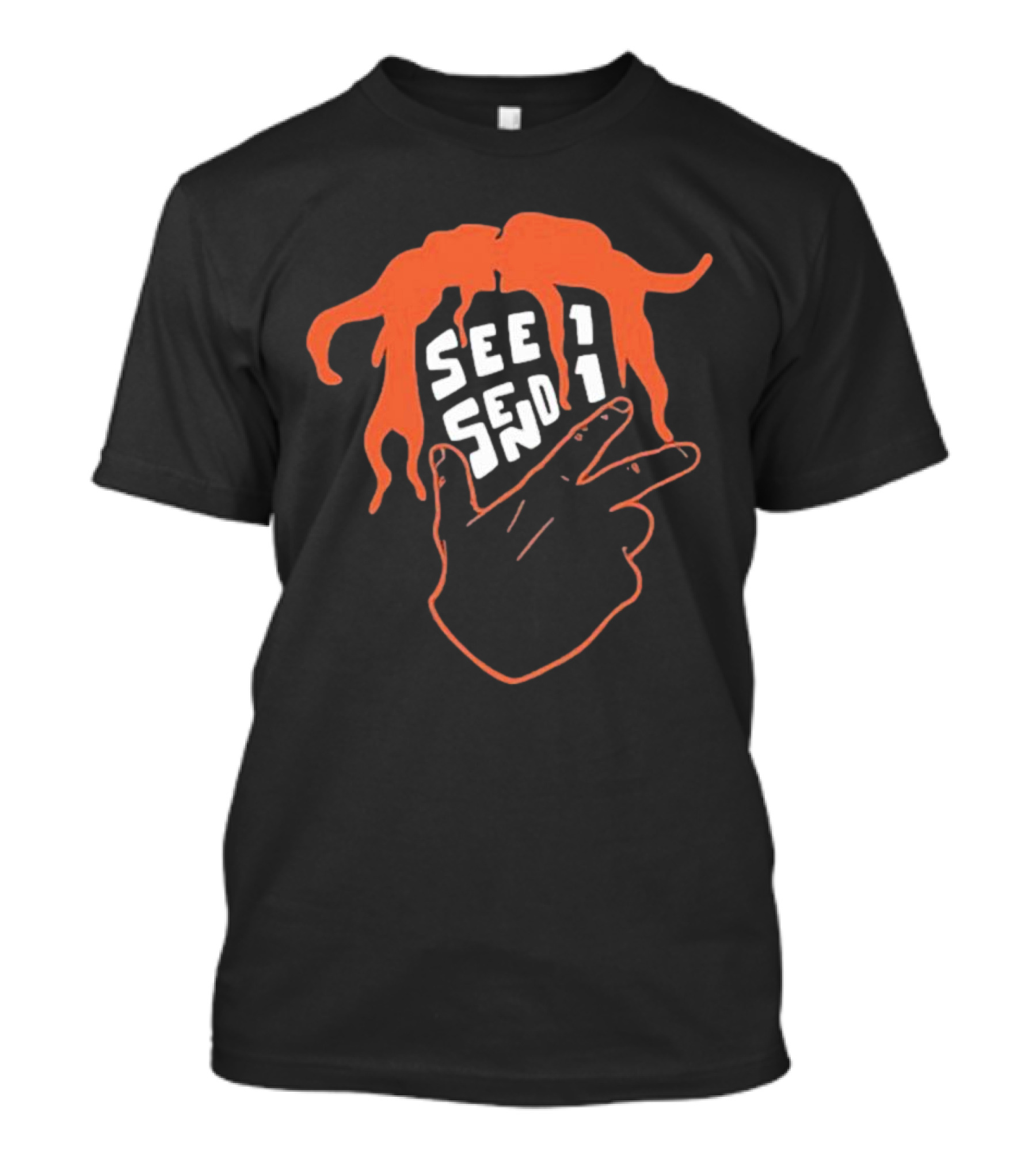 See 1 Send 1 Hand Gesture With Orange Hair T-Shirt