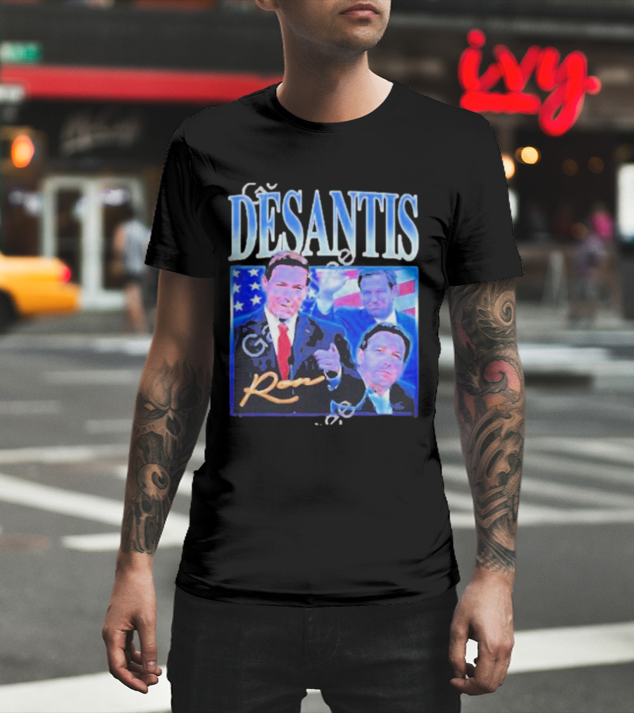 DÉSANTIS Ron American Flag Suit T-Shirt