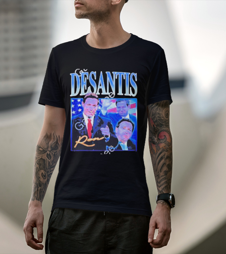 DÉSANTIS Ron American Flag Suit T-Shirt