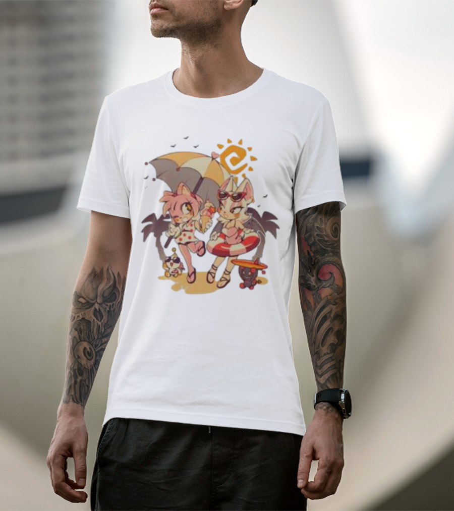 The Yetee Merch Door Into Summer With Cute Beach Characters And Umbrella T-Shirt
