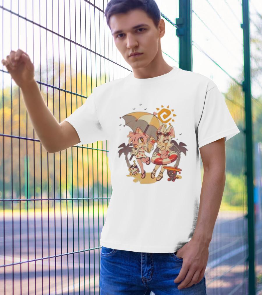The Yetee Merch Door Into Summer With Cute Beach Characters And Umbrella T-Shirt