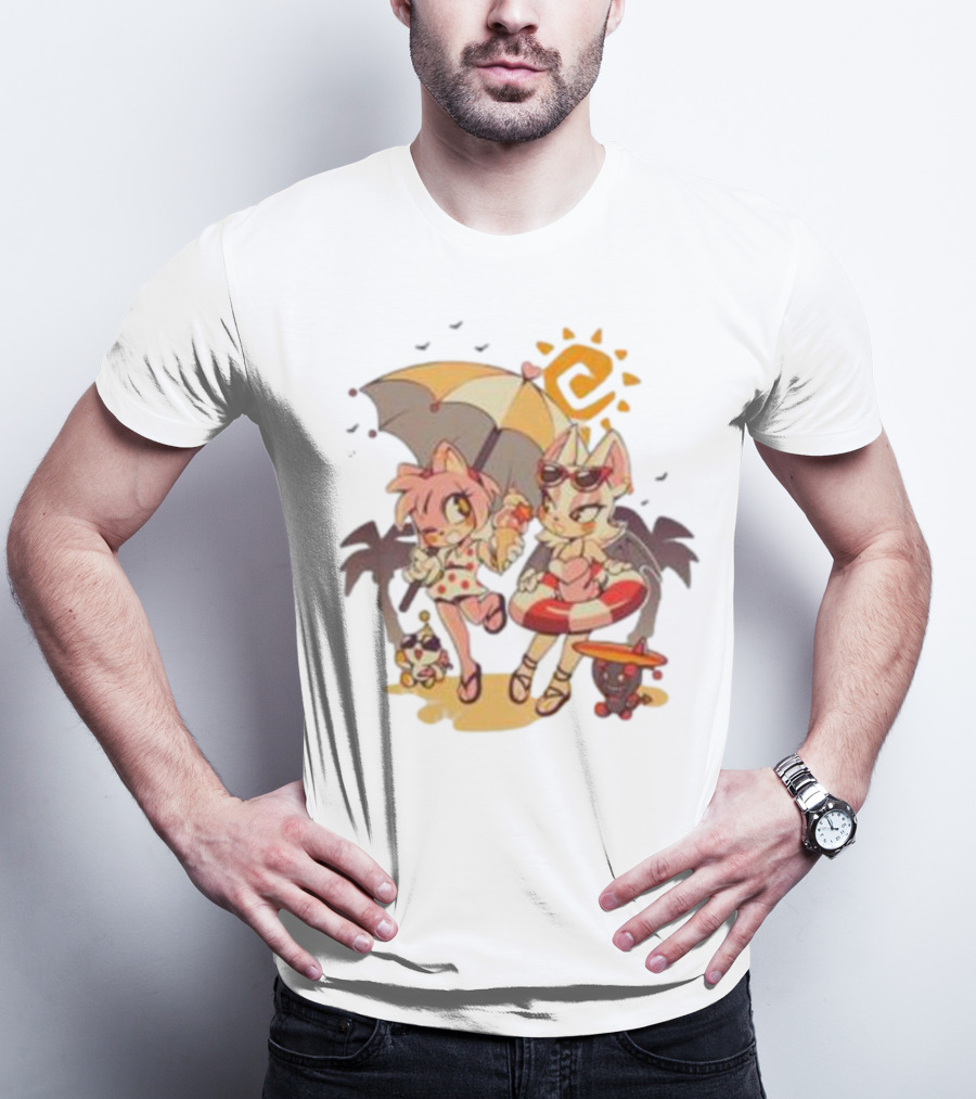 The Yetee Merch Door Into Summer With Cute Beach Characters And Umbrella T-Shirt