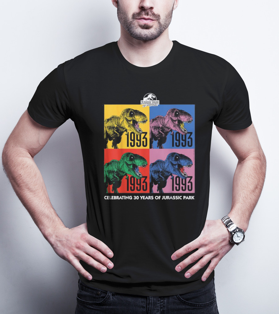 30 Years Of Jurassic Park 1993 Pop Art Dinosaur T-Shirt