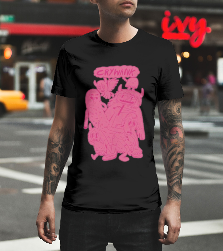 Crywank Cartoon Characters Art Pink T-Shirt