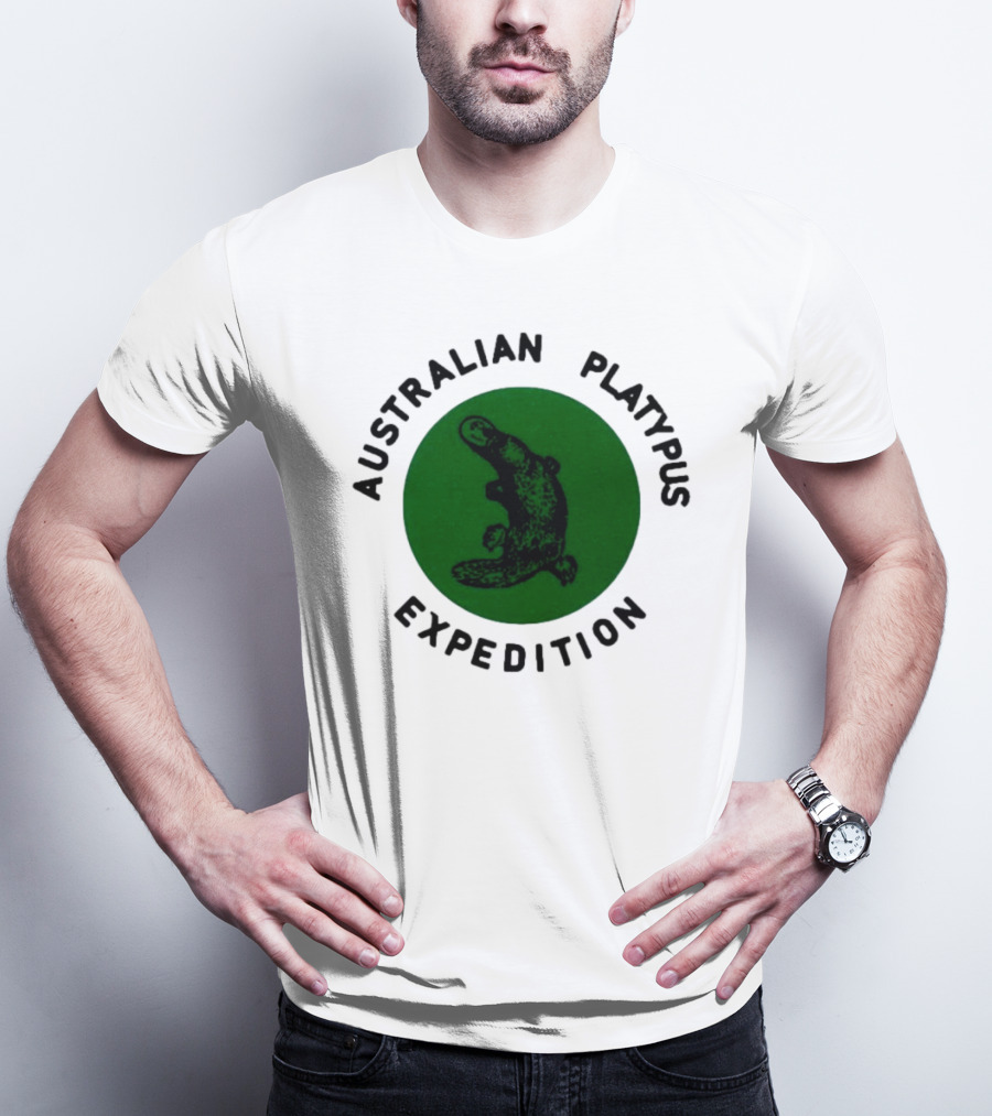 Australian Platypus Expedition Black Circle With Green Interior T-Shirt