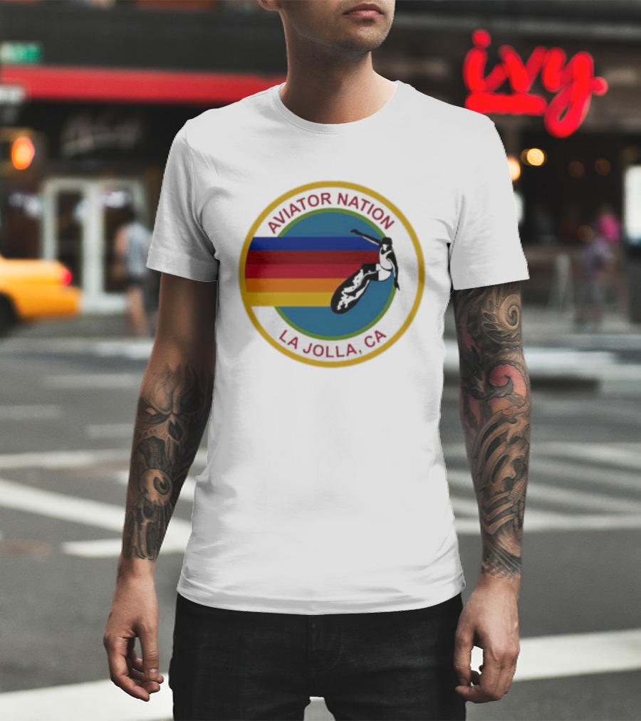 Aviator Nation La Jolla CA Surfing Rainbow T-Shirt