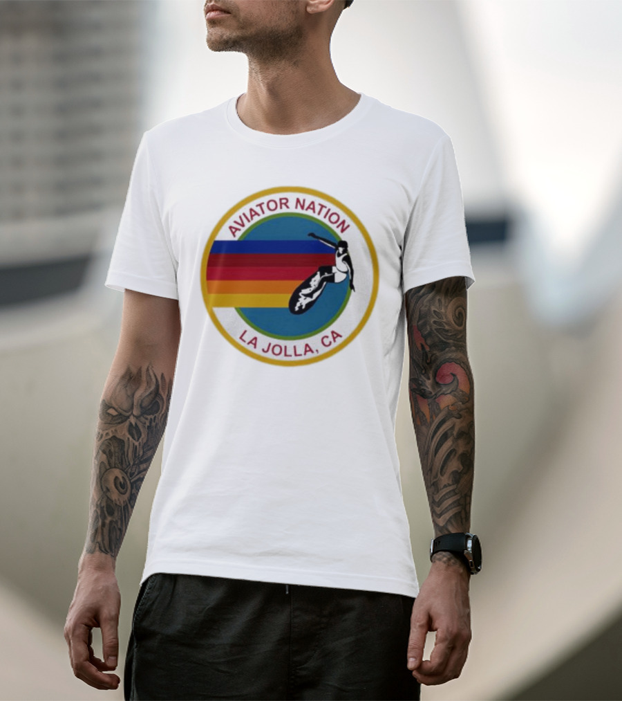 Aviator Nation La Jolla CA Surfing Rainbow T-Shirt