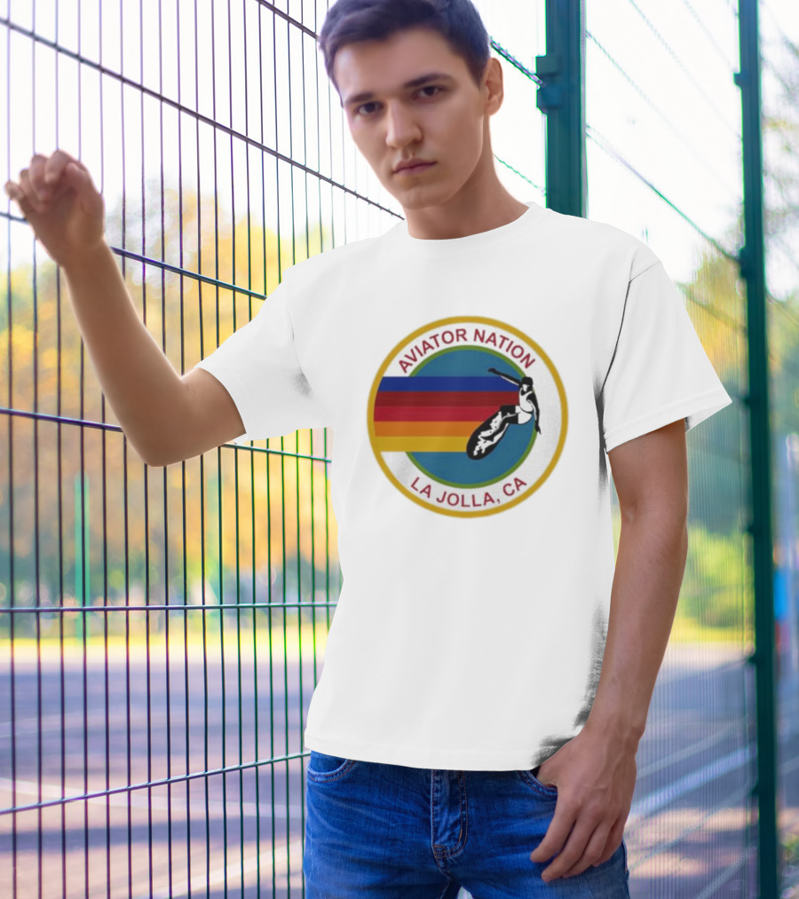 Aviator Nation La Jolla CA Surfing Rainbow T-Shirt