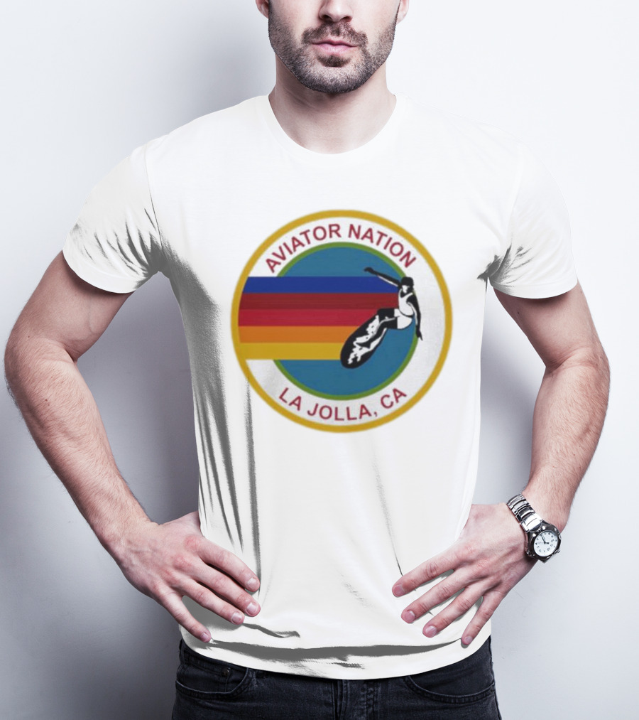 Aviator Nation La Jolla CA Surfing Rainbow T-Shirt