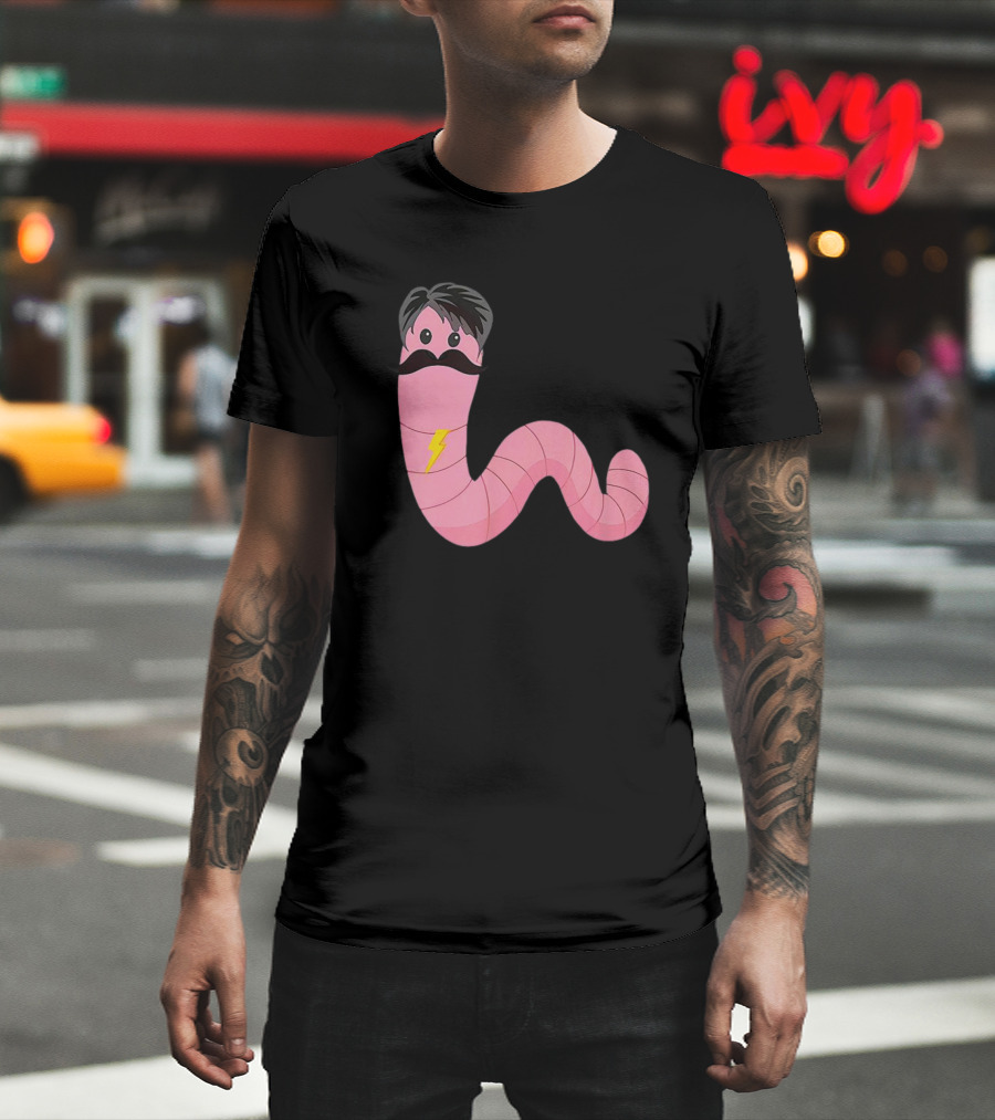 Worm With A Mustache James Tom Ariana Reality Lightning Bolt T-Shirt
