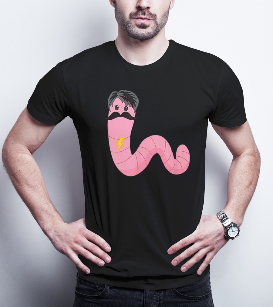 Worm With A Mustache James Tom Ariana Reality Lightning Bolt T-Shirt