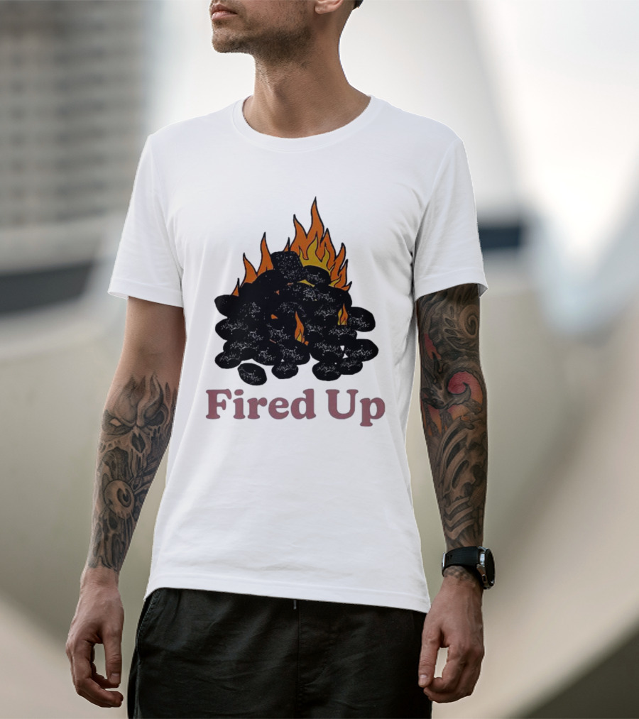 Fired Up Burning Coals And Flames T-Shirt