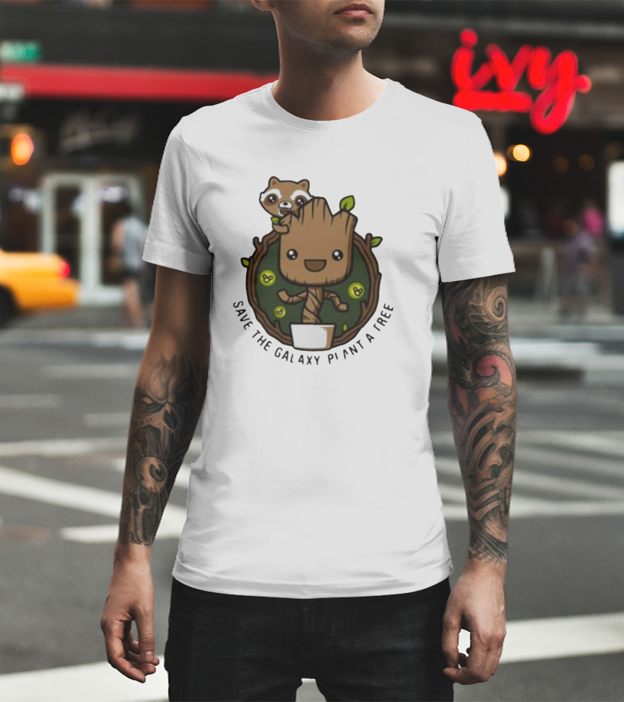Save The Galaxy Plant A Tree Chibi Guardians Of The Galaxy T-Shirt