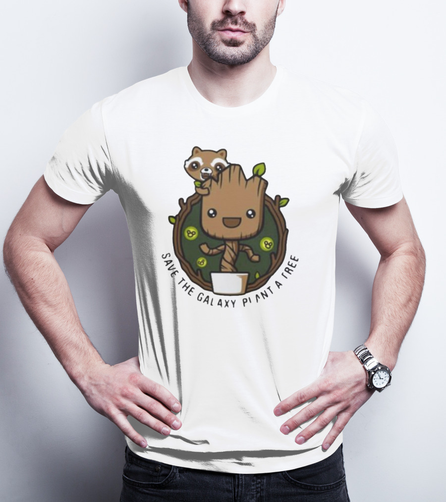 Save The Galaxy Plant A Tree Chibi Guardians Of The Galaxy T-Shirt