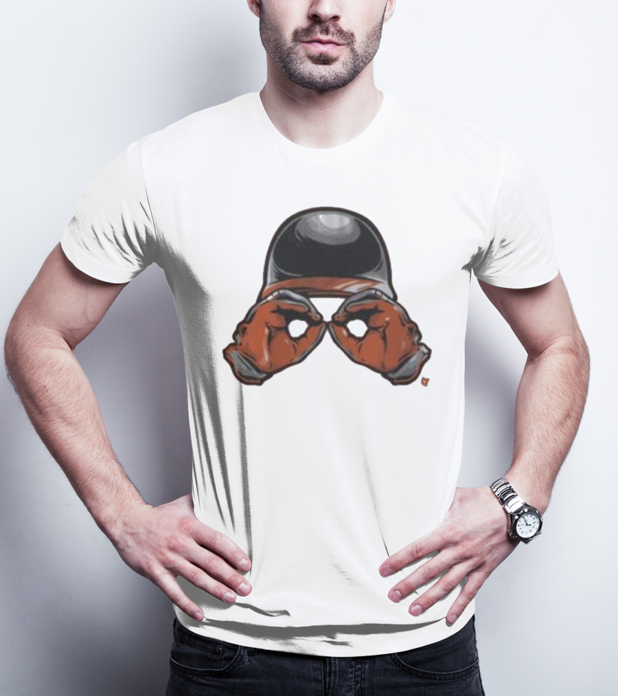 Baltimore Orioles Helmet And Gloves Holding Binoculars T-Shirt