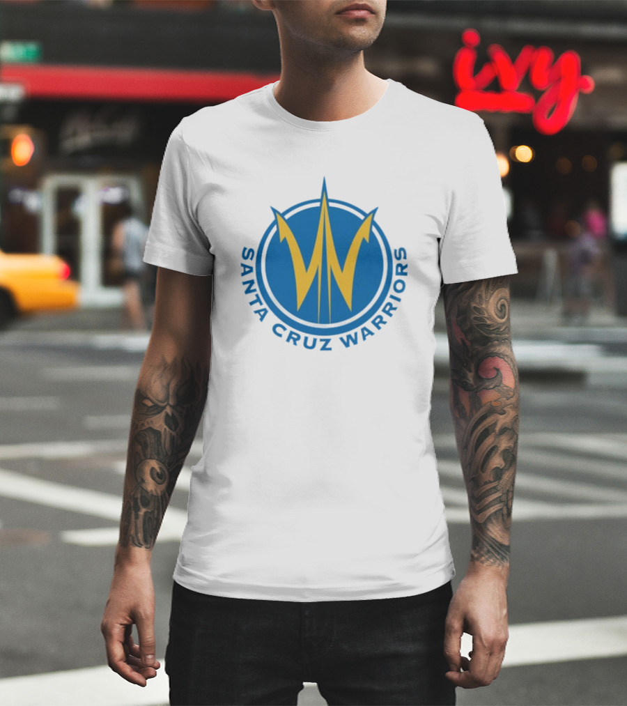 Santa Cruz Warriors Basketball Team Logo Blue And Yellow T-Shirt