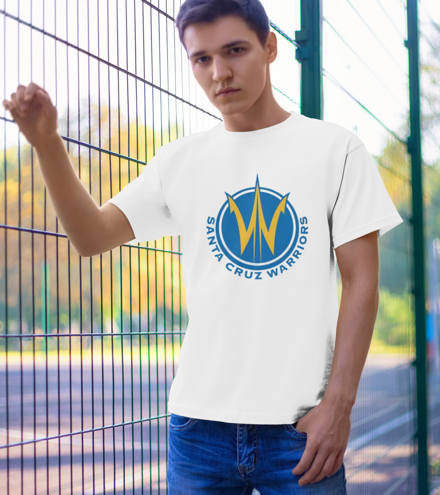 Santa Cruz Warriors Basketball Team Logo Blue And Yellow T-Shirt