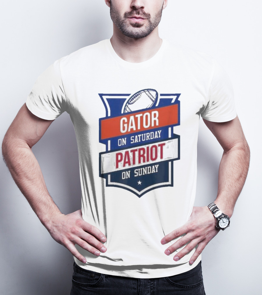 Gator On Saturday Patriot On Sunday Football Badge T-Shirt