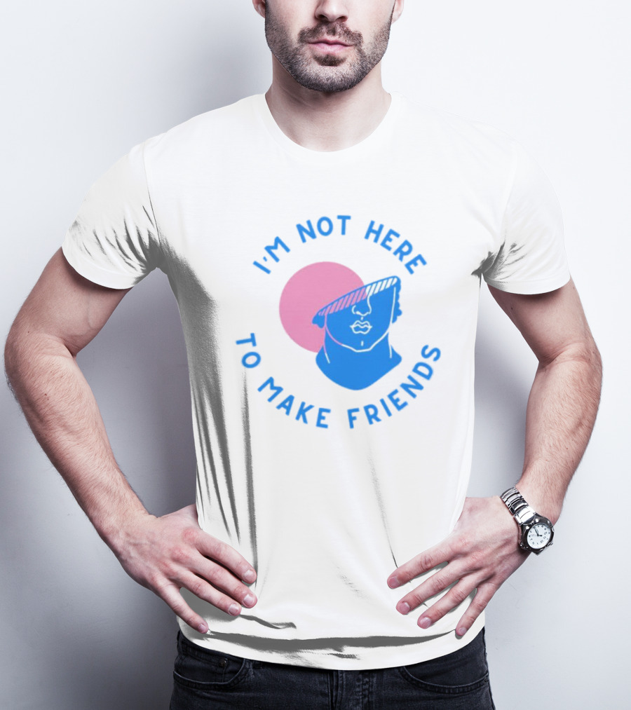 I’m Not Here To Make Friends Sam Smith Blue Pink Bust Sunglasses T-Shirt