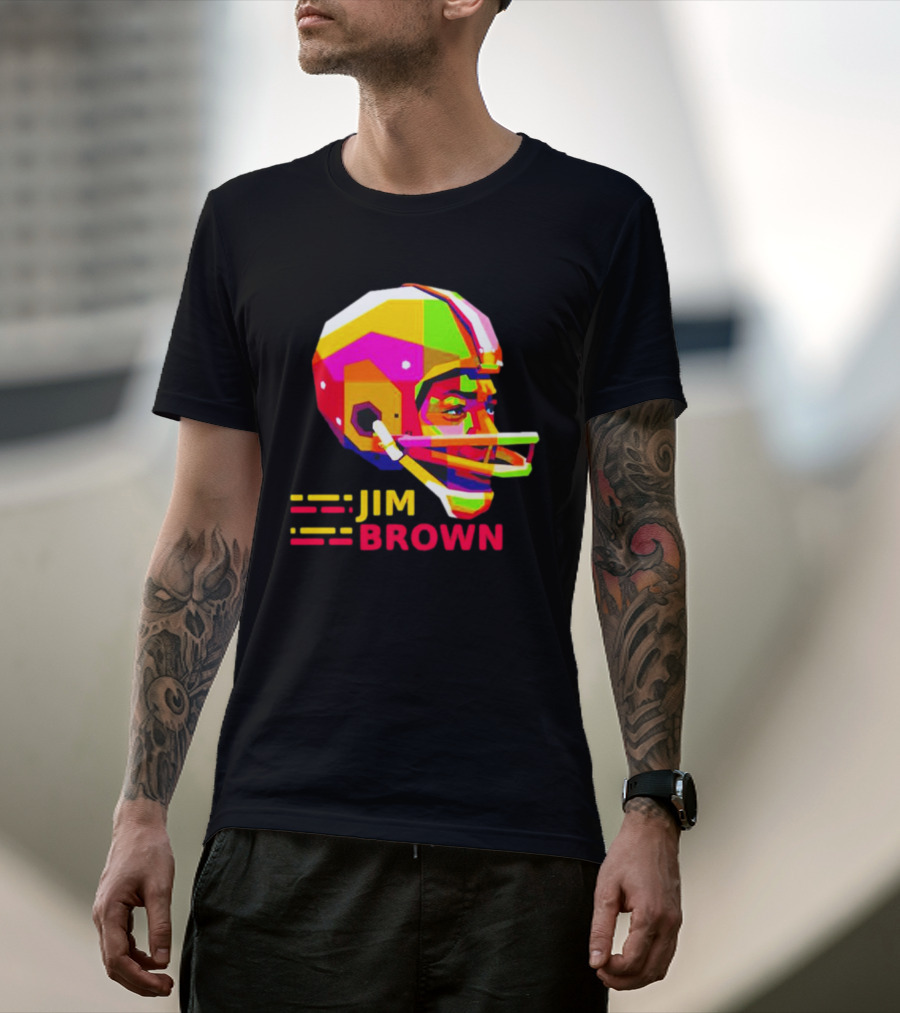 Jim Brown Vibrant Helmet Portrait Pop T-Shirt