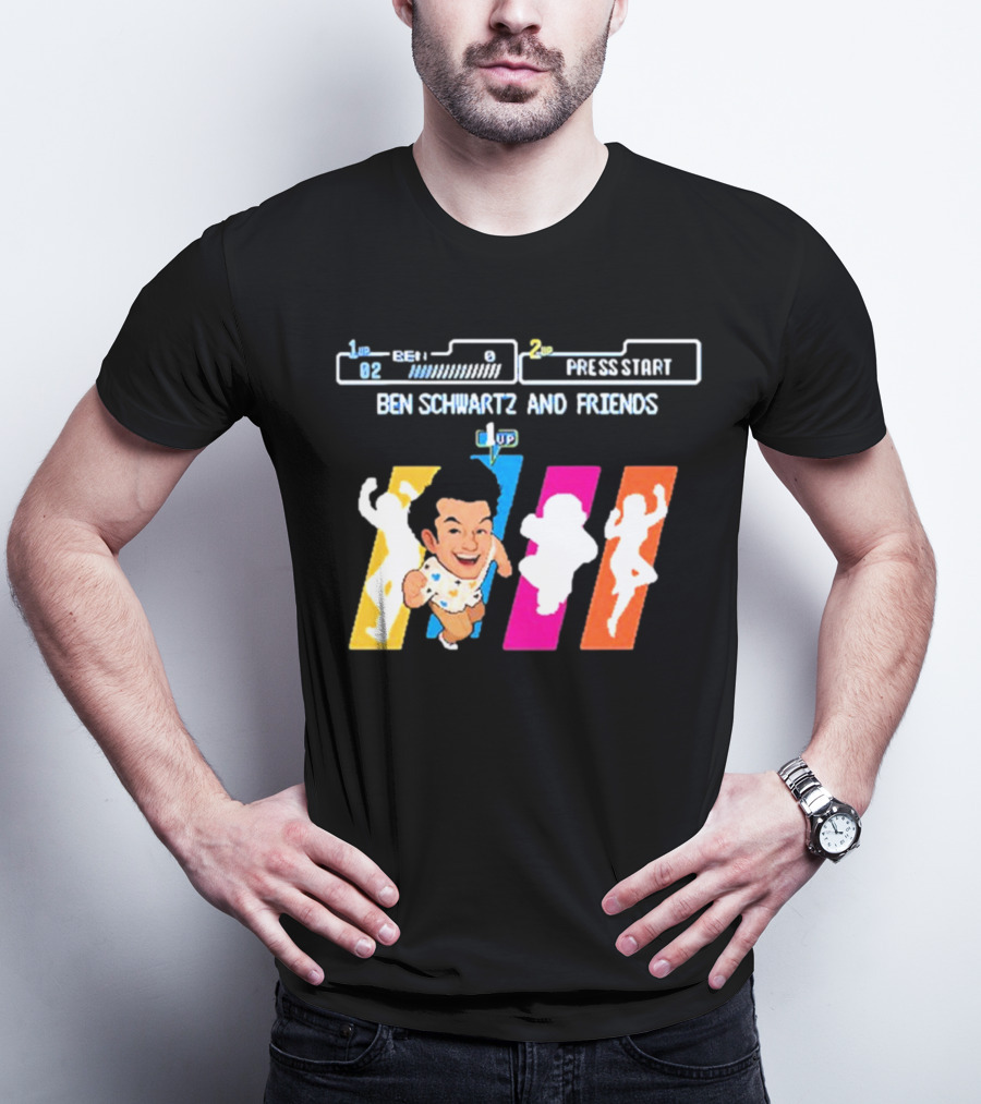 Ben Schwartz And Friends One Up Press Start Retro Gaming T-Shirt
