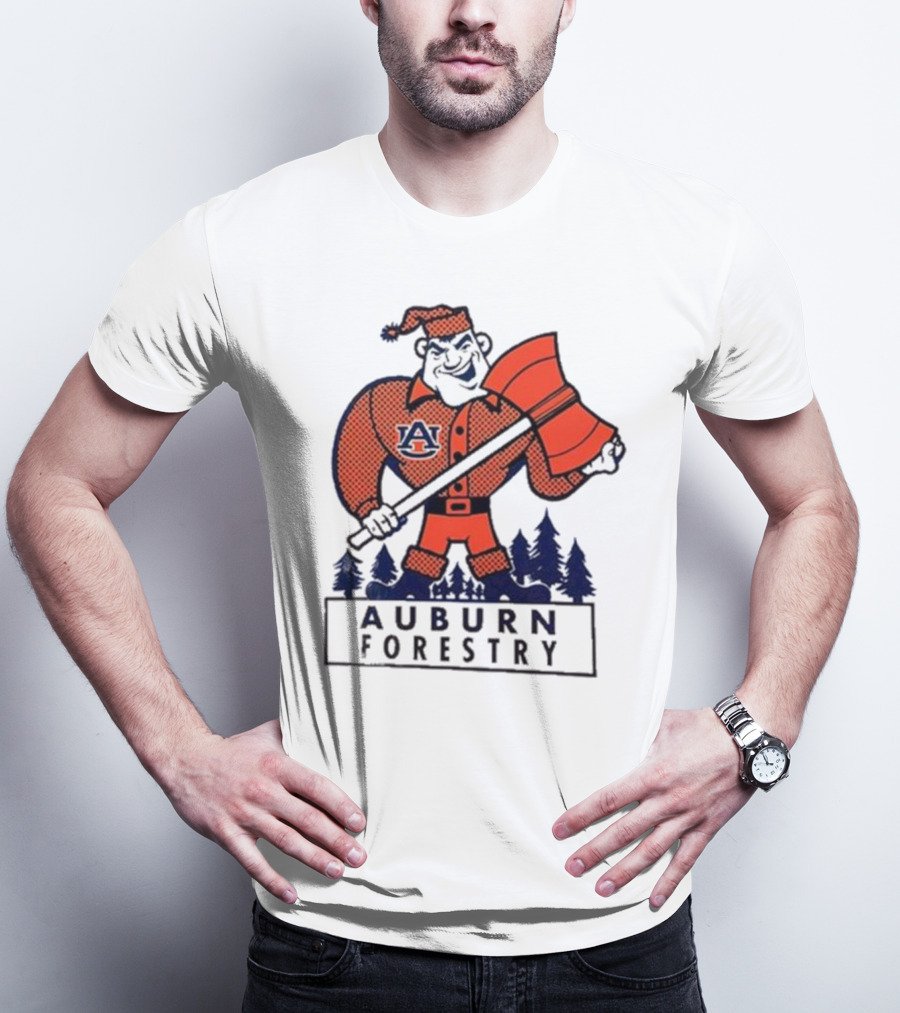 Auburn Forestry Lumberjack With Axe And Pine Trees T-Shirt